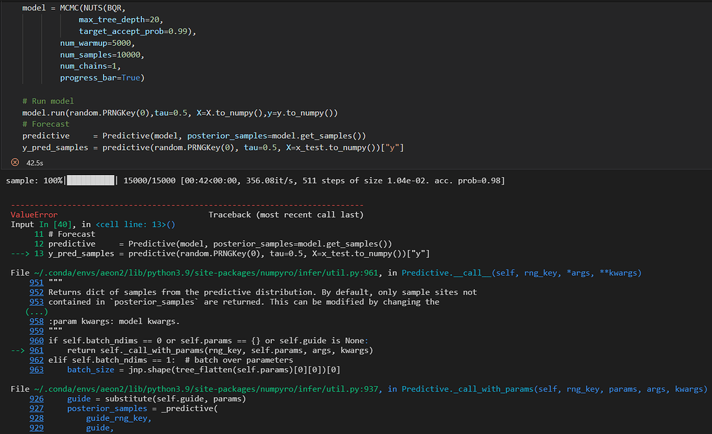 Error in getting posterior predictive samples - numpyro - Pyro Discussion Forum